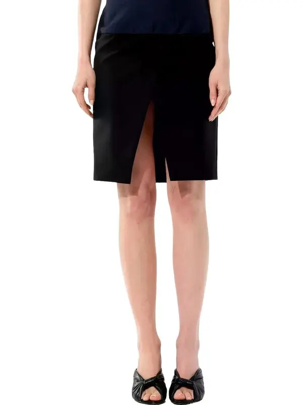 Balenciaga Wrap-front Pencil Skirt With Front Slit - Black