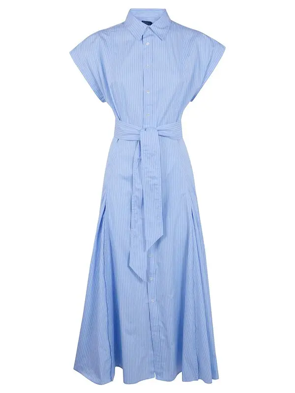 Polo Ralph Lauren Striped Cotton Midi Shirt Dress - Blue