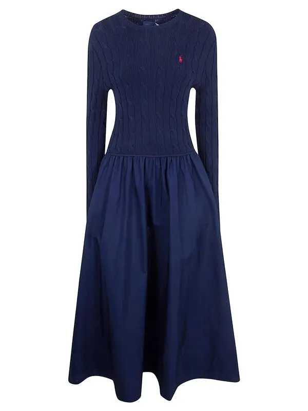 Polo Ralph Lauren Long Sleeve Cable Knit Shirtdress - Blue
