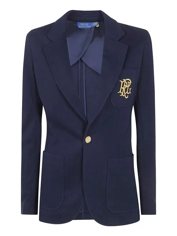 Polo Ralph Lauren One Button Jacquard Blazer - Blue