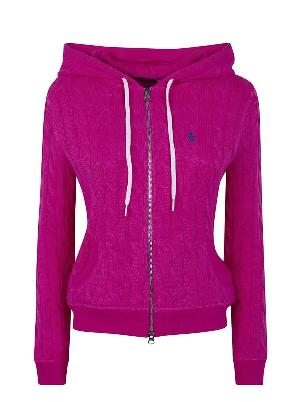 Polo Ralph Lauren Full Zip Cable Knit Sweatshirt - Pink