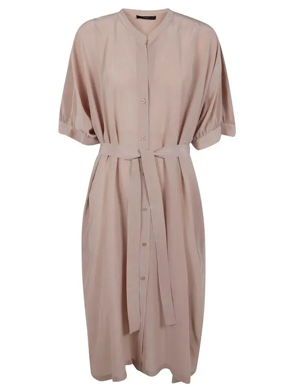 Seventy Mixed Silk Sand Wash Midi Dress - Pink