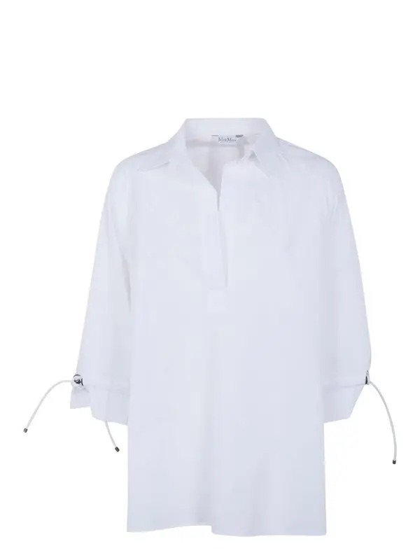 Max Mara Adorini Cotton Popeline Oversized Shirt - White