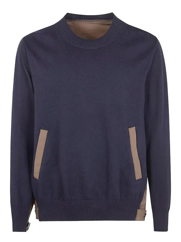 Sacai Cotton Typewriter X Knit Pullover - Blue