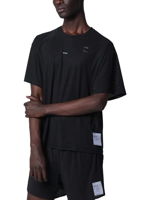 Satisfy Space-o T-shirt In Perforated Micro Jersey - Black