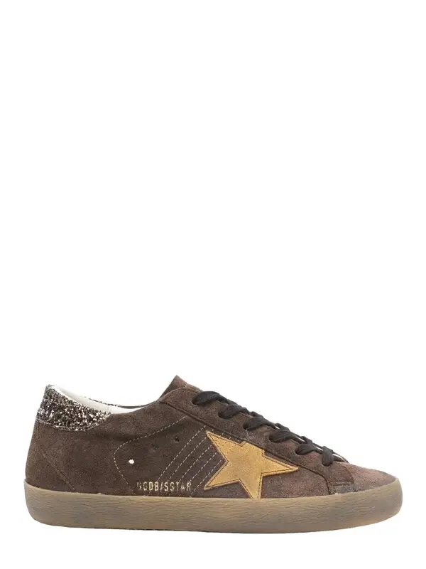 GOLDEN GOOSE Super Star Suede Trainers With Glitter Heel - Brown