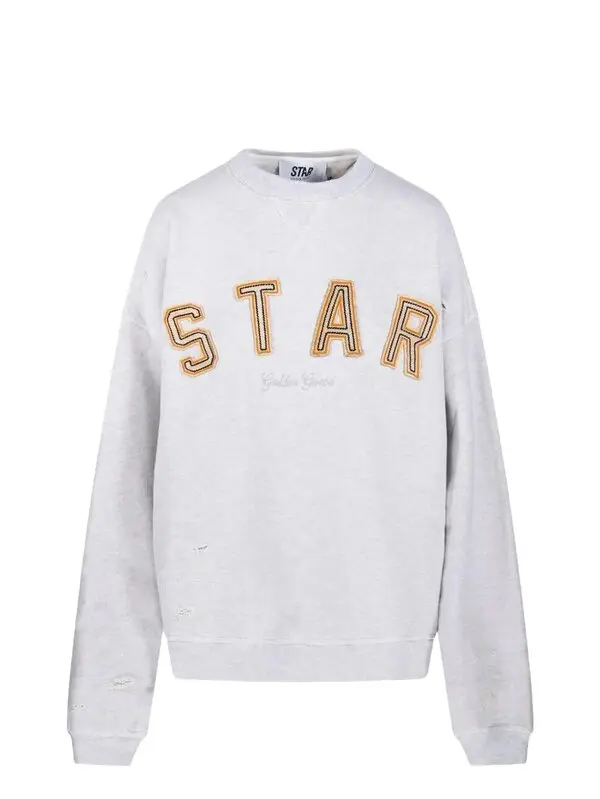 GOLDEN GOOSE Star" Oversize Crewneck Heavy Fleece Sweatshirt - Gray