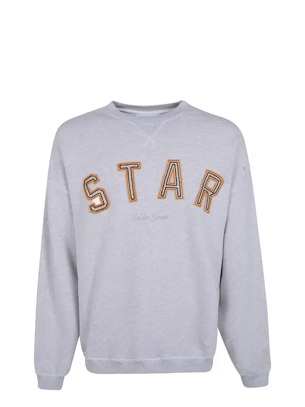 GOLDEN GOOSE Star" Oversize Crewneck Heavy Fleece Sweatshirt - Gray