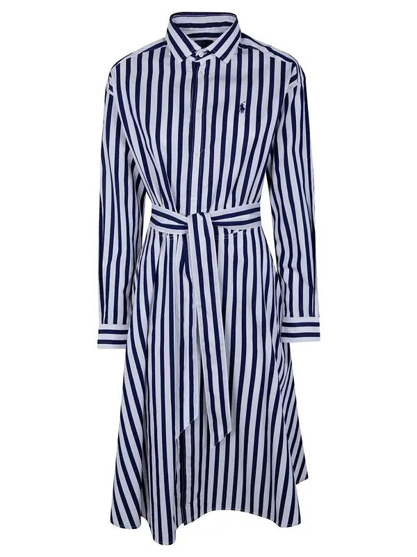 Polo Ralph Lauren Striped Midi Shirt Dress - Blue