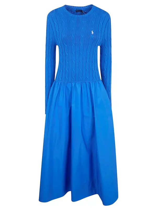 Polo Ralph Lauren Long Sleeve Cable Knit Dress - Blue