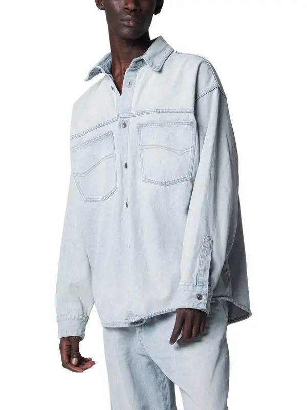 Balenciaga Cotton Denim Shirt - Light Blue