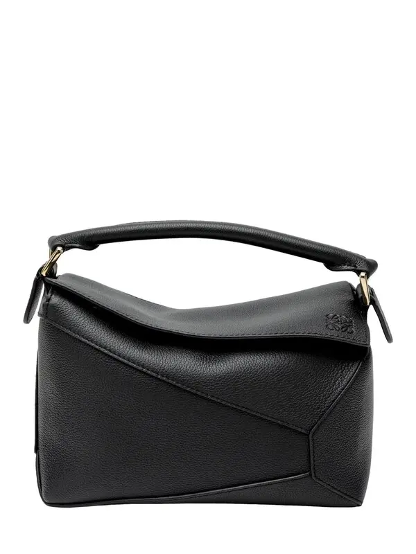 Loewe Small Grained Leather Puzzle Edge Bag - Black
