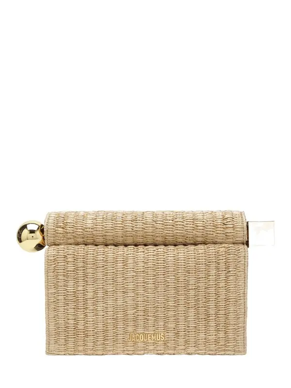 Jacquemus Rond Carré Raffia-effect Woven Clutch - Beige