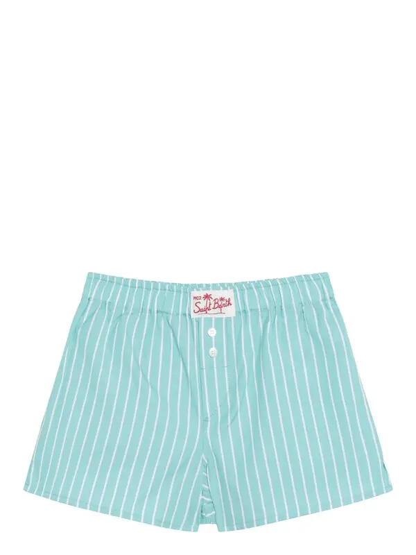 MC2 SAINT BARTH Aqua Striped Cotton Shorts - Green