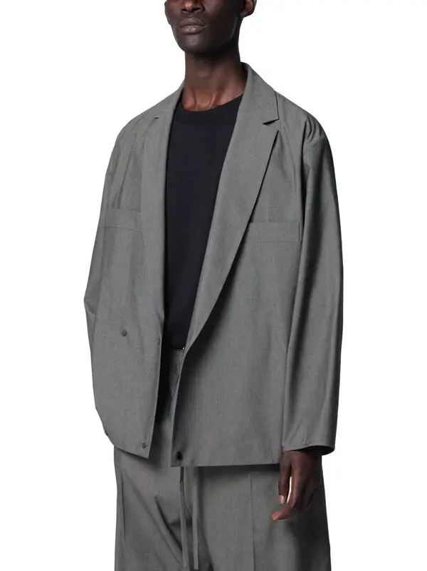 Fear Of God Double-breasted Overshirt In Wool Blend - Grey