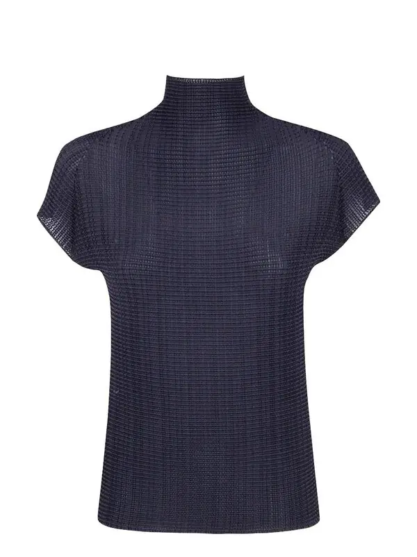 Issey Miyake Wooly Pleats High Neck Shirt - Black