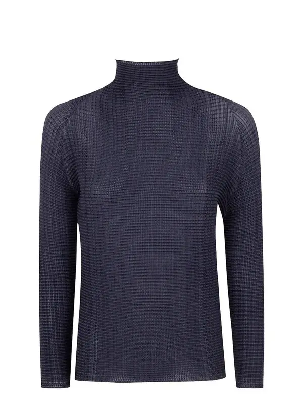 Issey Miyake Wooly Pleats Turtleneck Shirt - Black