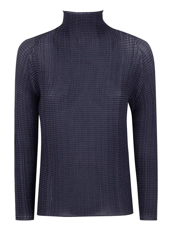 Issey Miyake Wooly Pleats Turtleneck Shirt - Black
