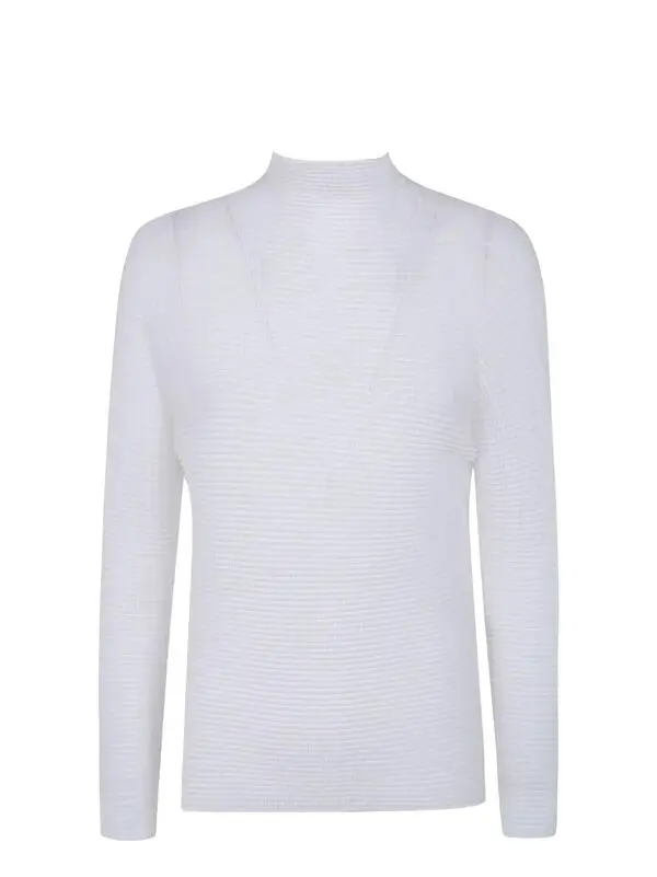 Issey Miyake Wooly Pleats Long Sleeve Shirt - White