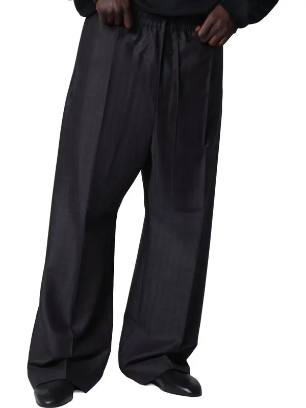 Fear Of God Dark Wide-leg Wool Trousers With Striped Pattern - Grey