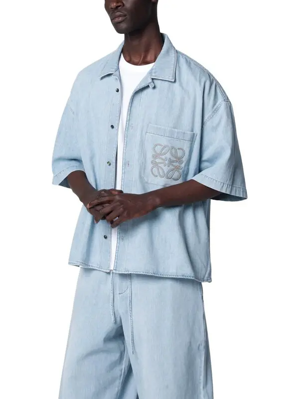 Loewe Washed Denim Short-sleeve Shirt - Blue