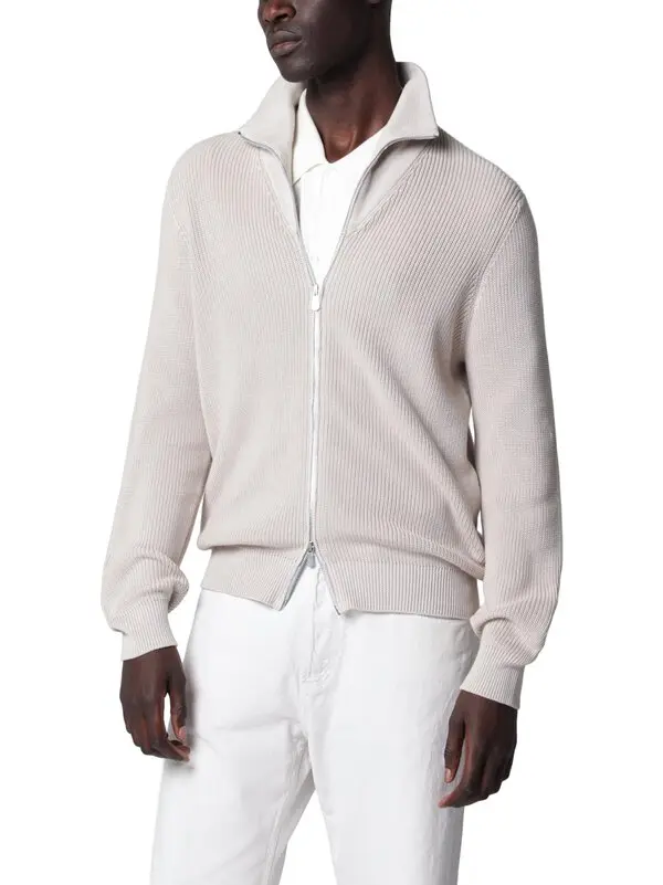 Brunello Cucinelli Cotton Zip-up Cardigan - Beige