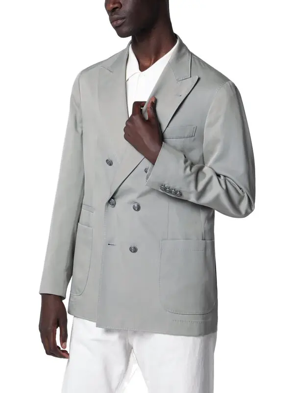 Brunello Cucinelli Double-breasted Silk Blazer In Khaki - Green