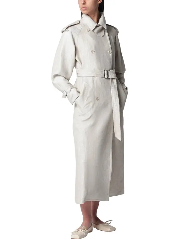 Max Mara Double-breasted Linen Duster Coat - Beige