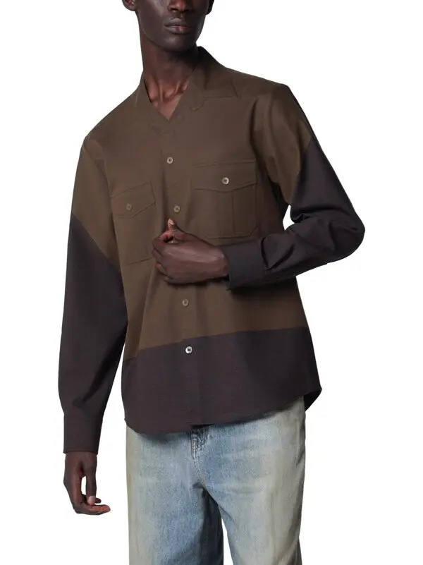 MAISON MARGIELA Two-tone Shirt In Wool Blend - Brown