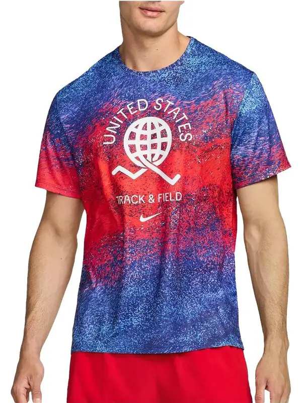 Nike Dri-fit Miler Printed T-shirt - Blue