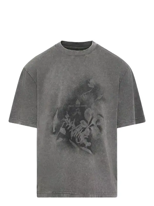 FENG CHEN WANG Spray-painted Plant-motif T-shirt - Grey