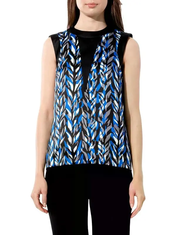 Balenciaga Abstract Print High Neck Sleeveless Blouse - Black