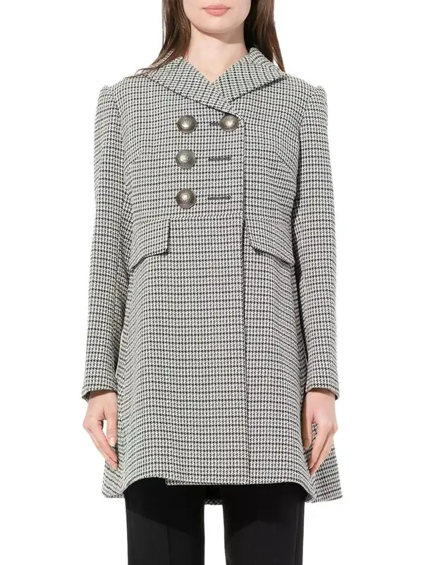 Alexander McQueen Houndstooth Double-breasted Coat - Grey