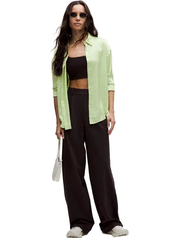 Lululemon Logo Charm Satin Long-sleeve Shirt - Lemongrass