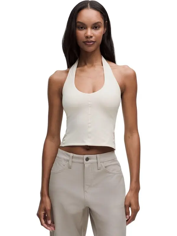 Lululemon Wundermost Ultra-soft Nulu Halter Tank Top - Light Ivory