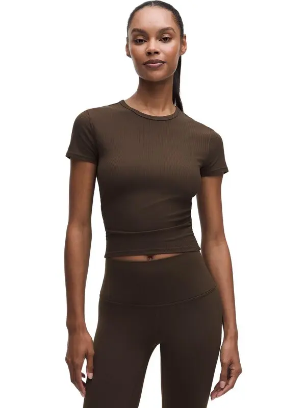 Lululemon All It Takes Ribbed Keyhole Short Sleeve Shirt - Walnut Crunch