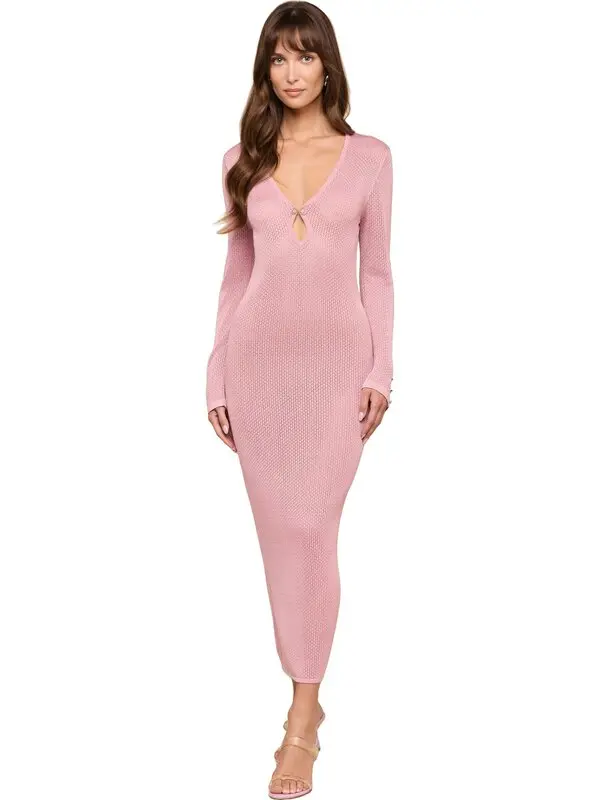 L'Agence Sydney Pointelle Knit Maxi Dress - Lilas