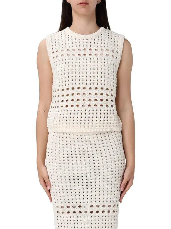 Liu Jo Sleeveless Crochet Knit Top - White