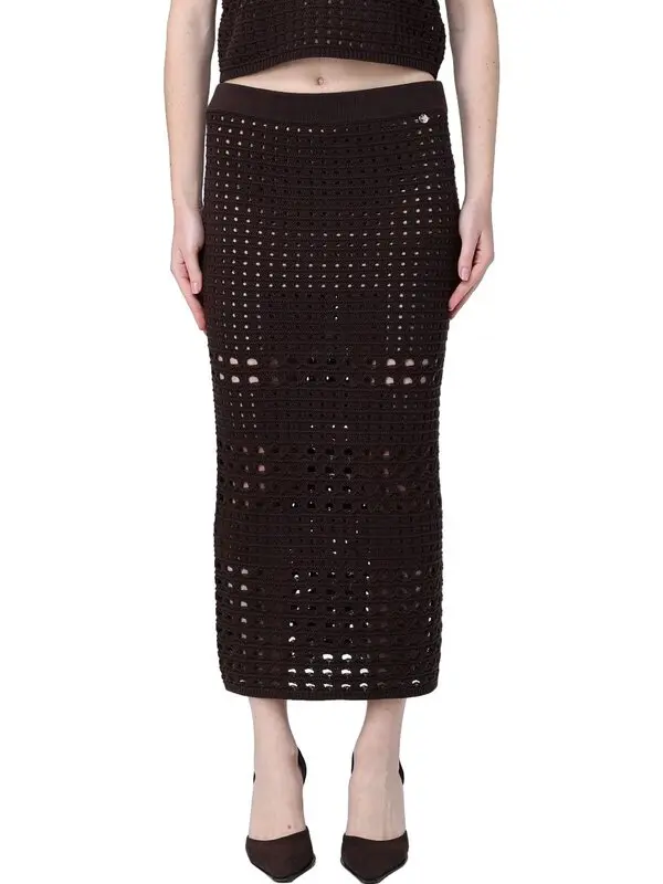Liu Jo Crocheted Midi Skirt - Brown