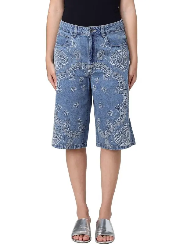 Liu Jo Embroidered Cotton Shorts - Denim