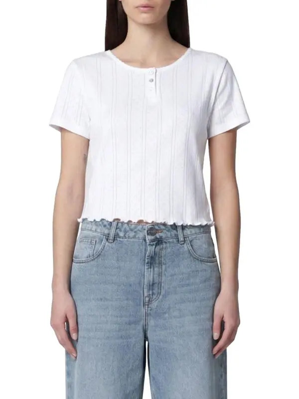 RÓHE Cropped Ribbed T-shirt - Beige