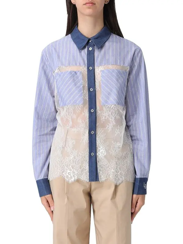 Liu Jo Striped Lace Shirt - Denim