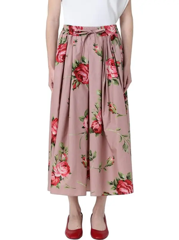Dolce & Gabbana Floral Cotton Midi Skirt - Pink