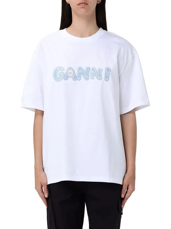 GANNI Embroidered Logo T-shirt - White