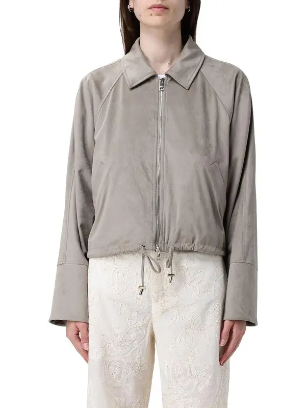 Liu Jo Zip-up Suede Jacket - Grey