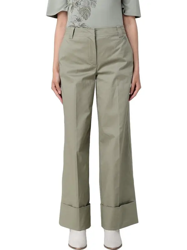 Liu Jo Tailored Wide-leg Trousers With Cuffed Hem - Green