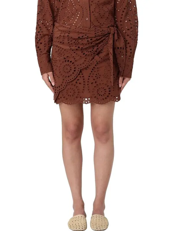 MC2 SAINT BARTH Sangallo Lace Wrap Mini Skirt - Brown
