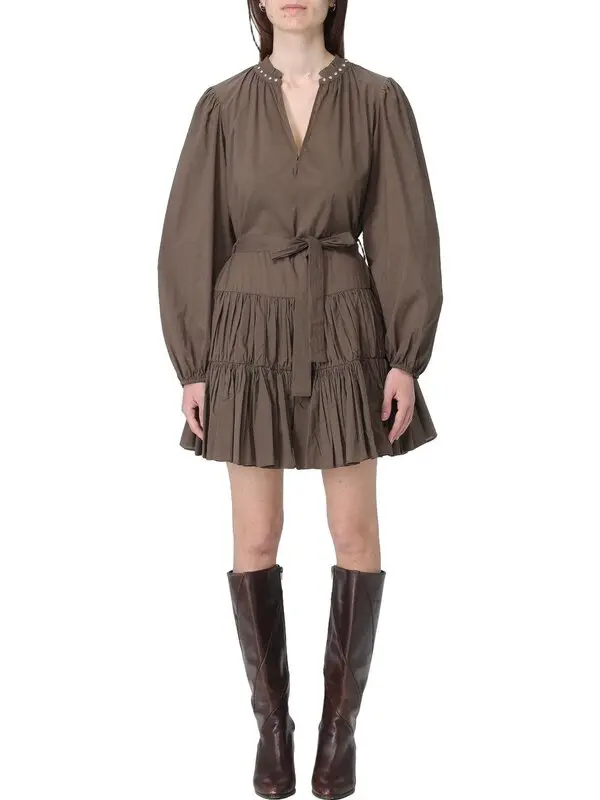 Liu Jo Tiered Midi Dress With Embellished Collar - Green