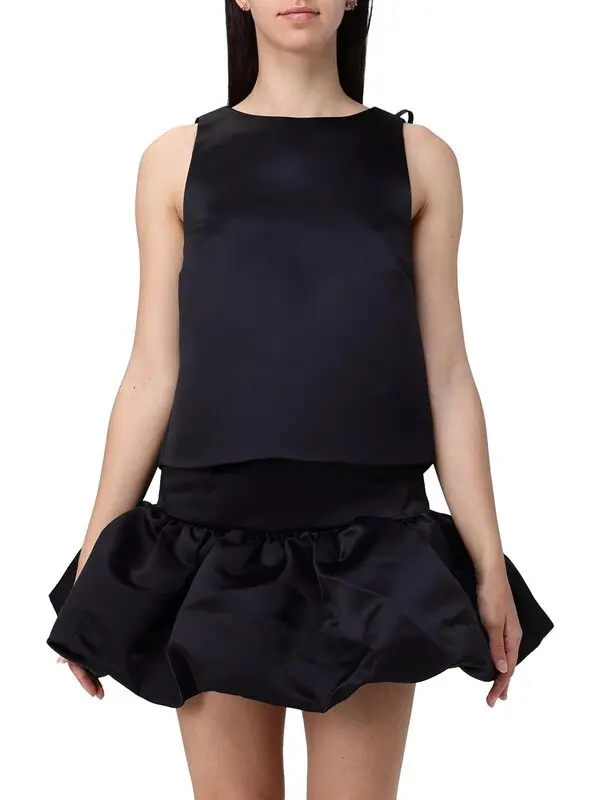 GANNI Sleeveless Recycled Polyester Top With Tie Detail - Black