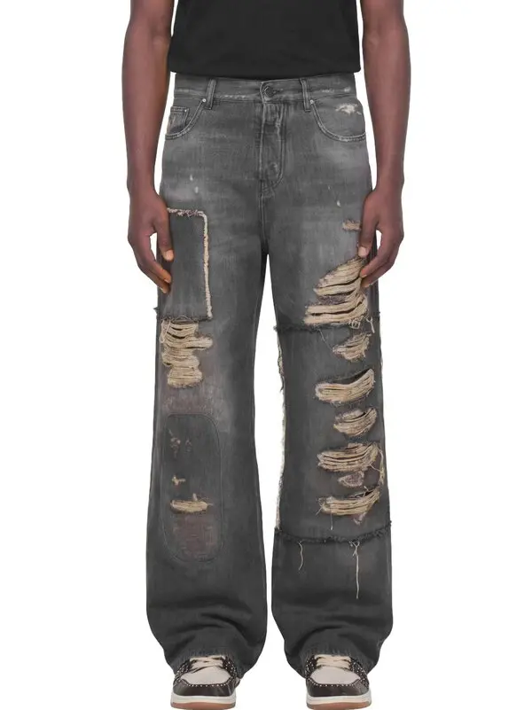 Amiri Distressed Wide-leg Jeans - Black